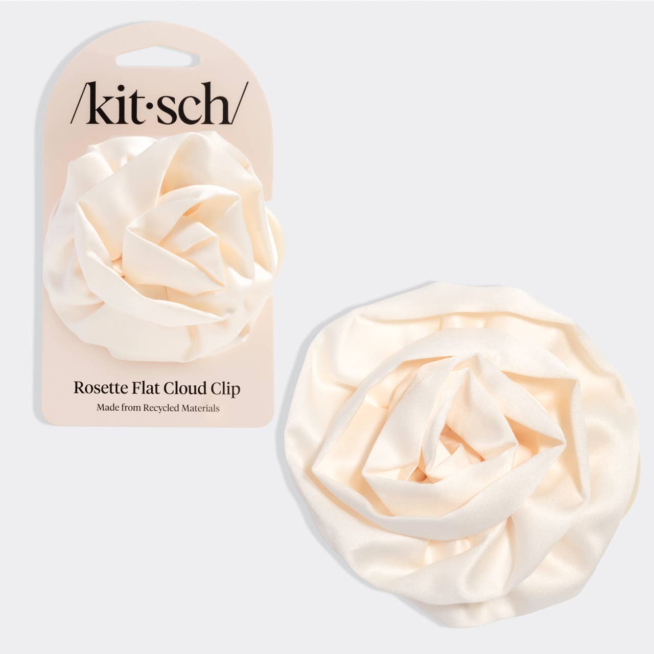 Kitsch Satin Rosette Medium Flat Cloud Clip - Cream – Kiyo Beauty