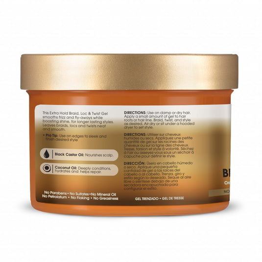 African Pride Black Castor Miracle Extra Hold Braid, Loc, & Twist Gel ...